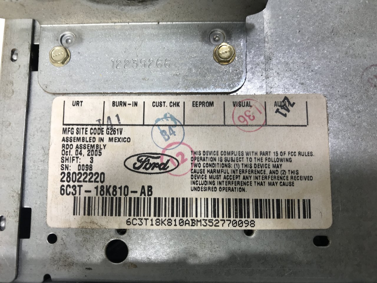 6C3T-18K810-AB | Ford F550 SUPER DUTY A/V Equipment (Radio) for Sale