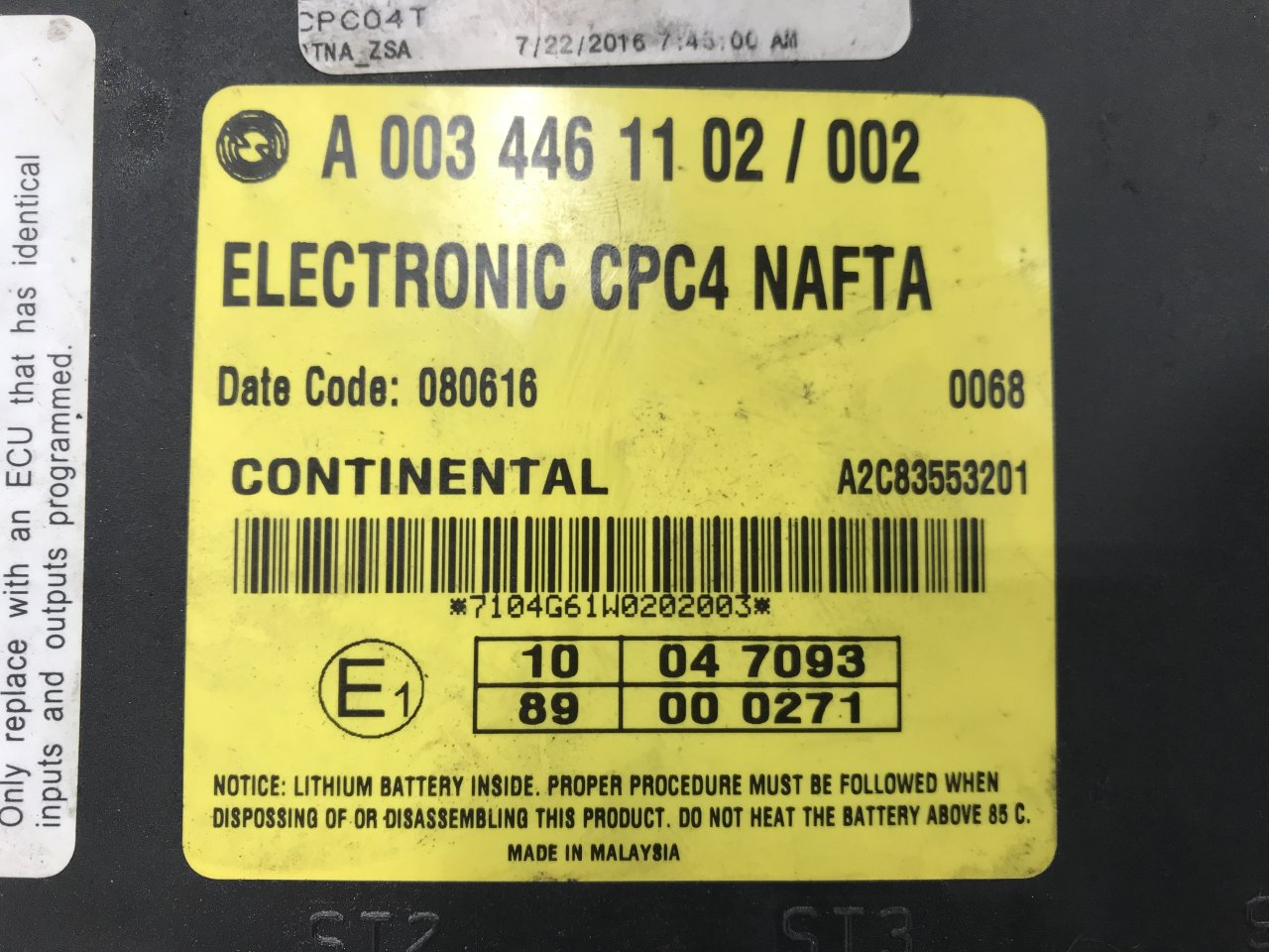 A0034461102 | Freightliner 122SD Cab Control Module CECU for Sale