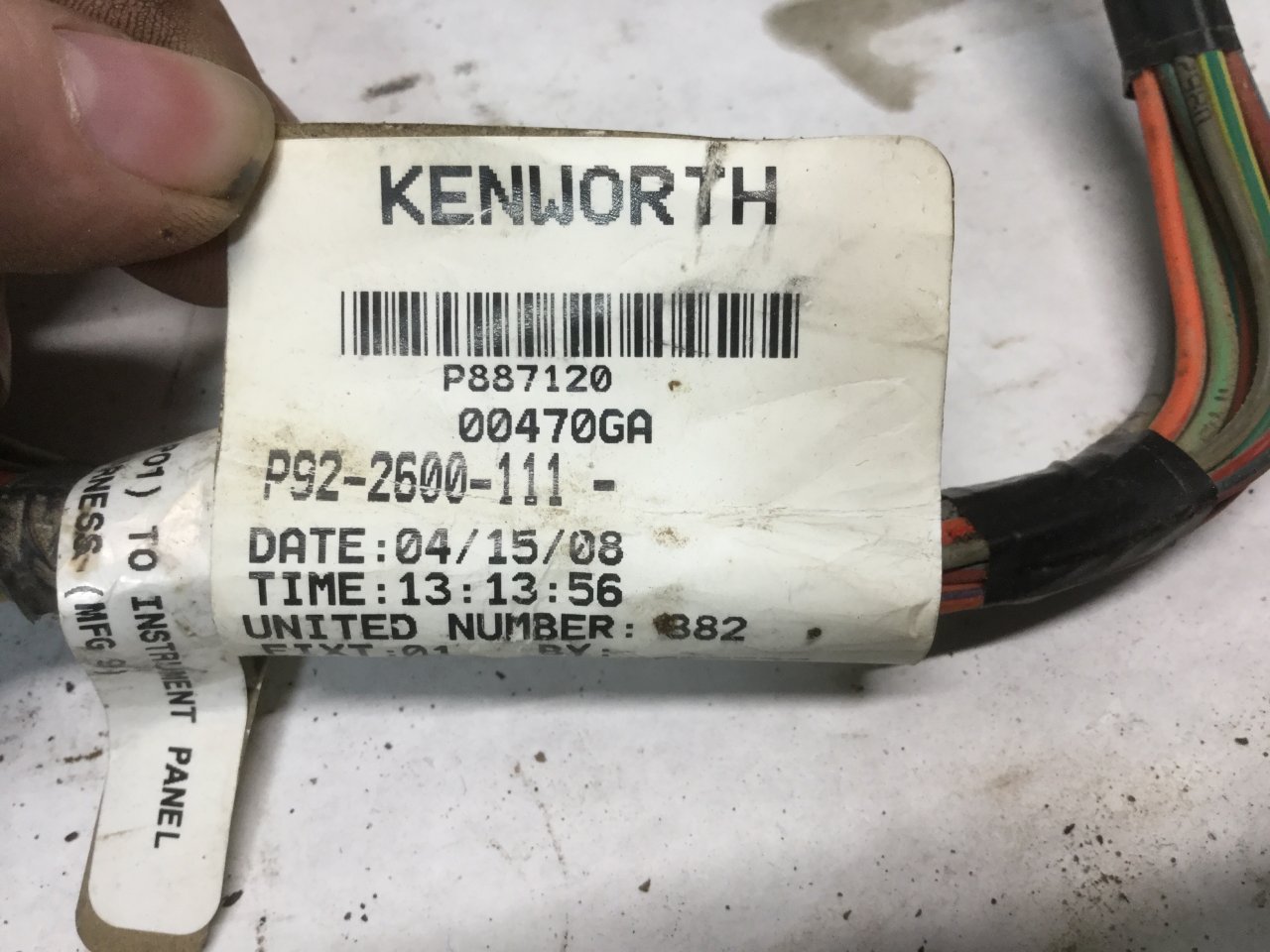 P92-2600-111 | Kenworth T800 Wiring Harness, Cab for Sale