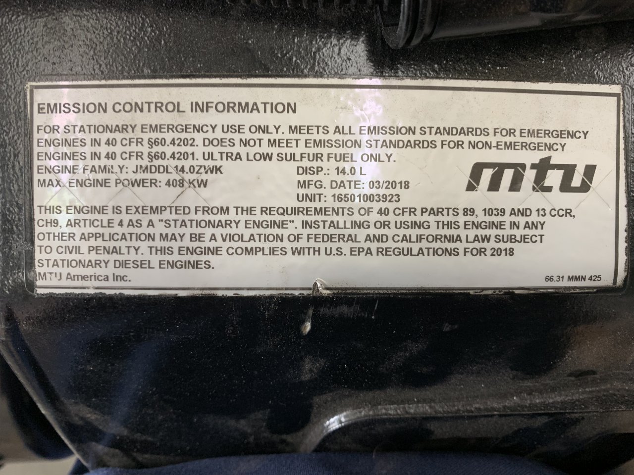 MTU 12V1600 Engine Assembly for Sale