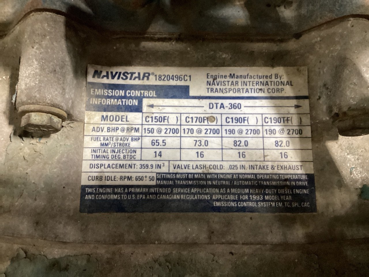 International DT358 Engine Assembly for Sale