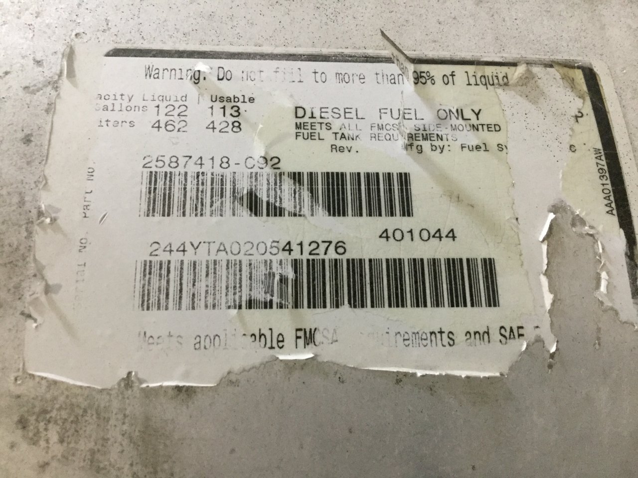 2587418C92 | International 9400 Fuel Tank for Sale