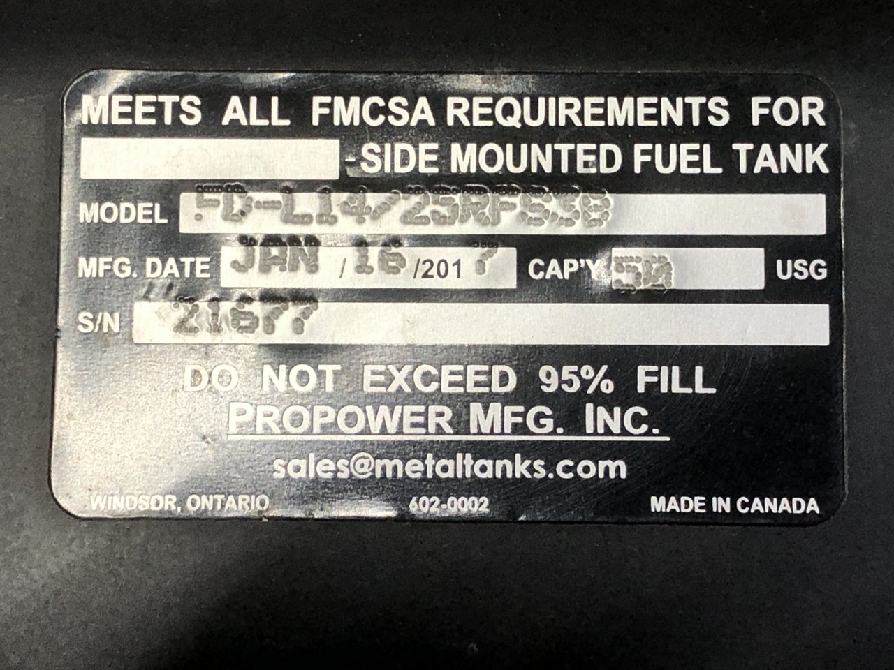 FD-L14/25RFS38 | Ford F650 Fuel Tank for Sale