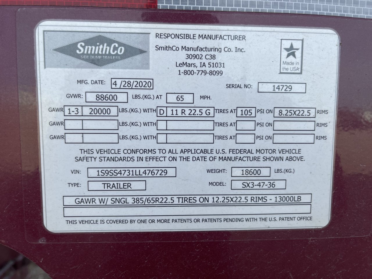 Smithco SX3-47-36 Trailer for Sale