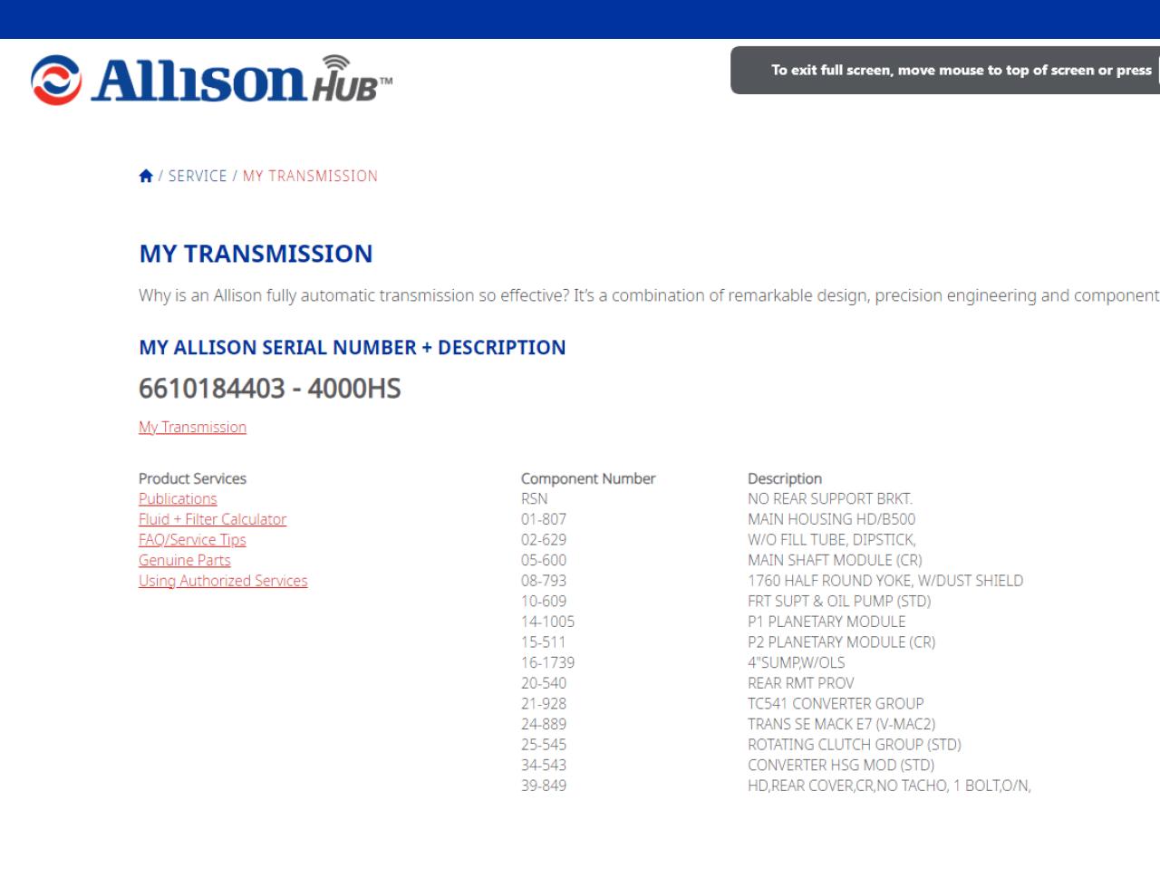 Allison 4000 HS Transmission for Sale