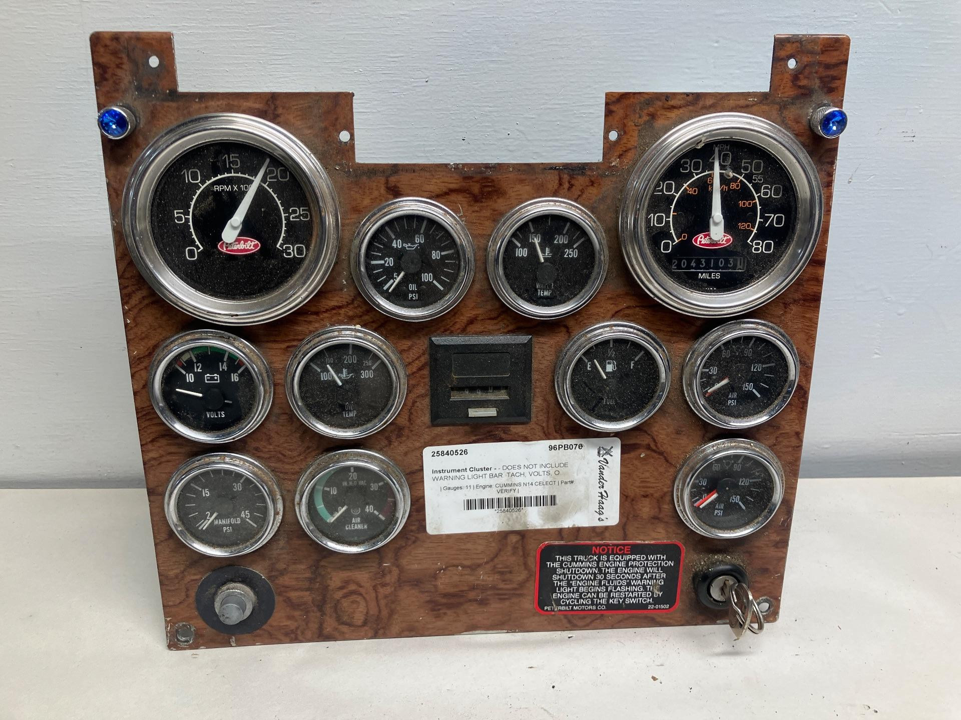 Peterbilt 379 Speedometer Instrument Cluster for Sale