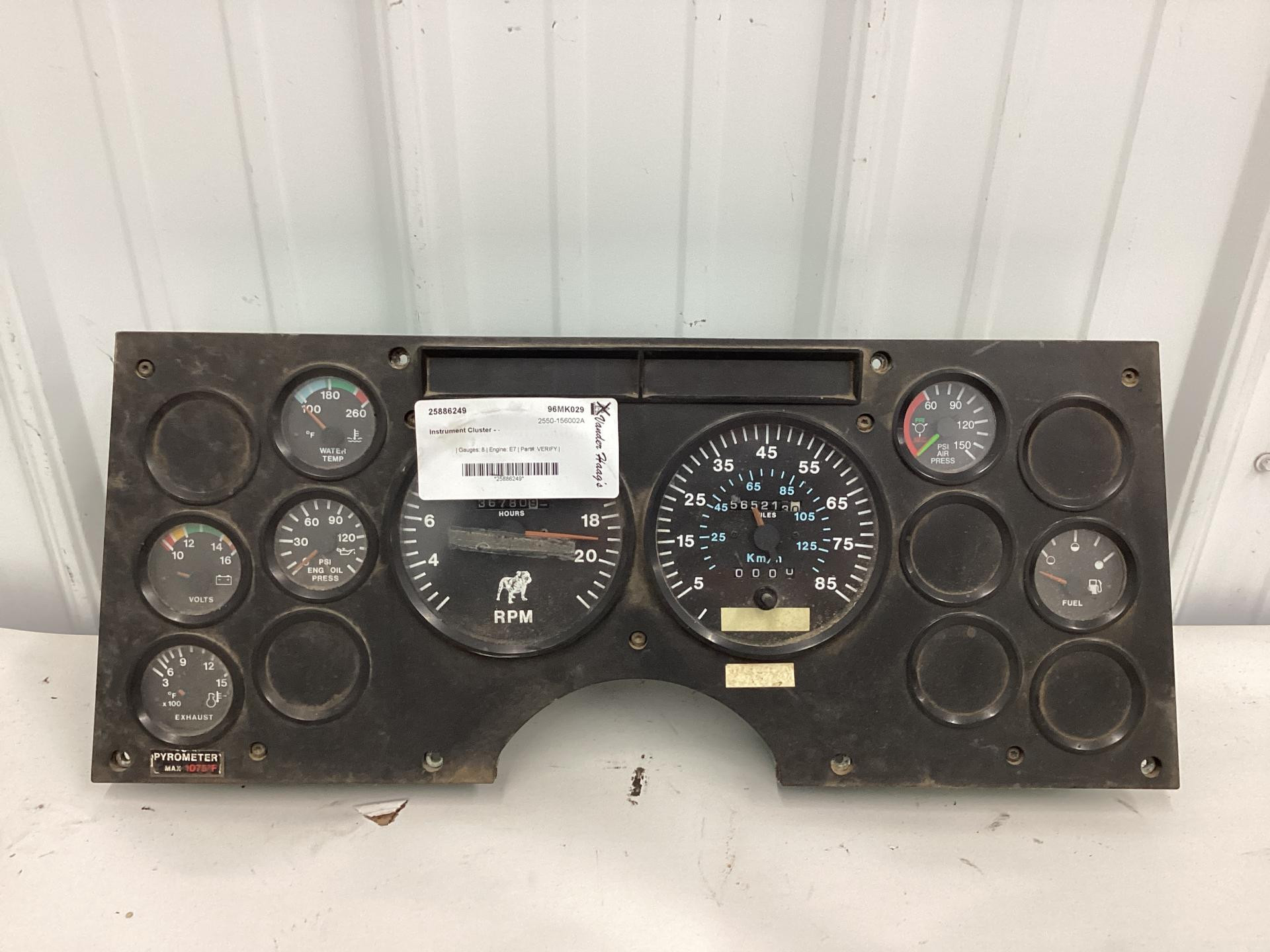 Mack CH600 Speedometer Instrument Cluster for Sale