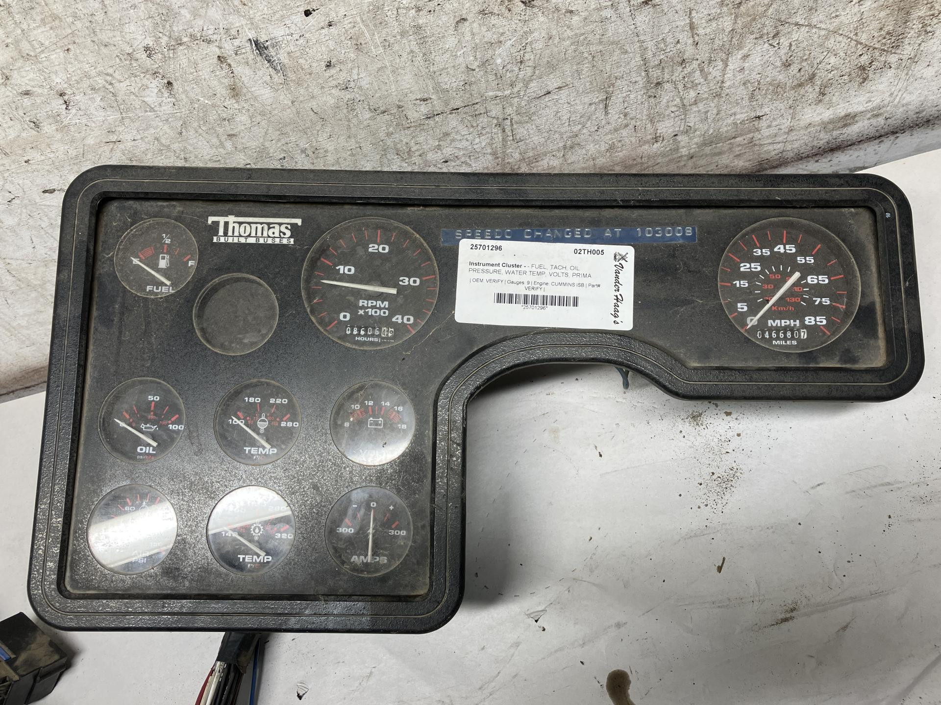 TB-61201267 | Thomas SAF-T-LINER MVP-EF Speedometer Instrument Cluster for