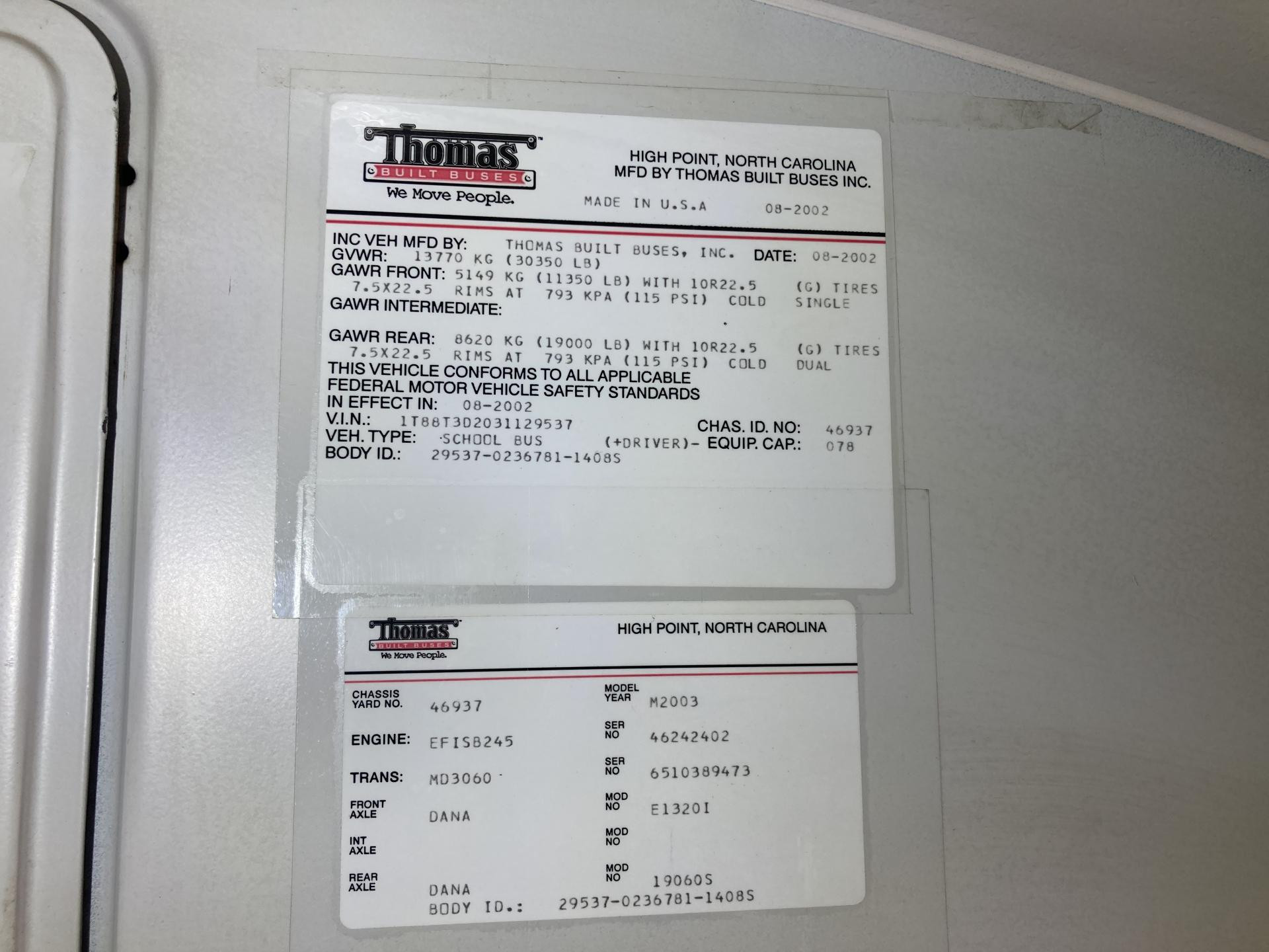 Thomas SAF-T-LINER MVP-EF Parts Unit for Sale